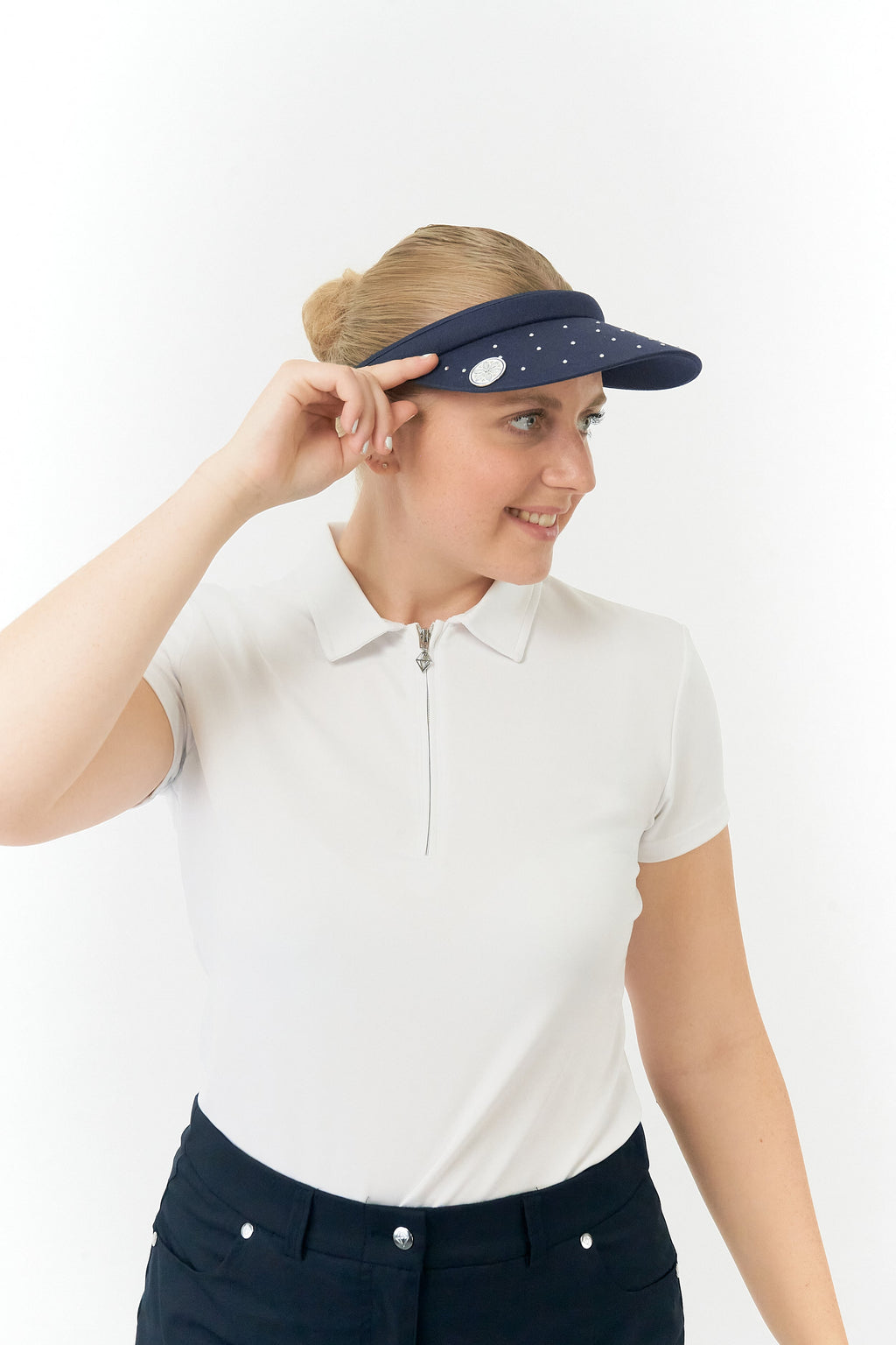 Navy Crystal Clip Ladies Golf Visor with Ball Marker - Surprizeshop