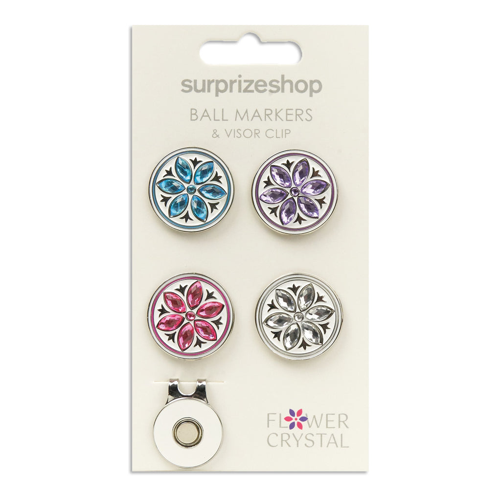 Crystal Flower Golf Ball Marker and Visor Clip Set - Surprizeshop