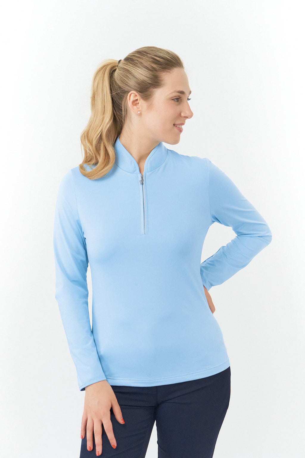Bloom Brushed Powder Blue Long Sleeve Zip Top - Surprizeshop