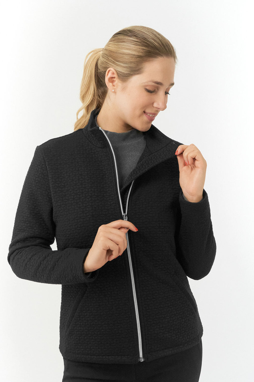 Pure Golf Scarlett Textured Ladies Golf Jacket - Black – Surprizeshop