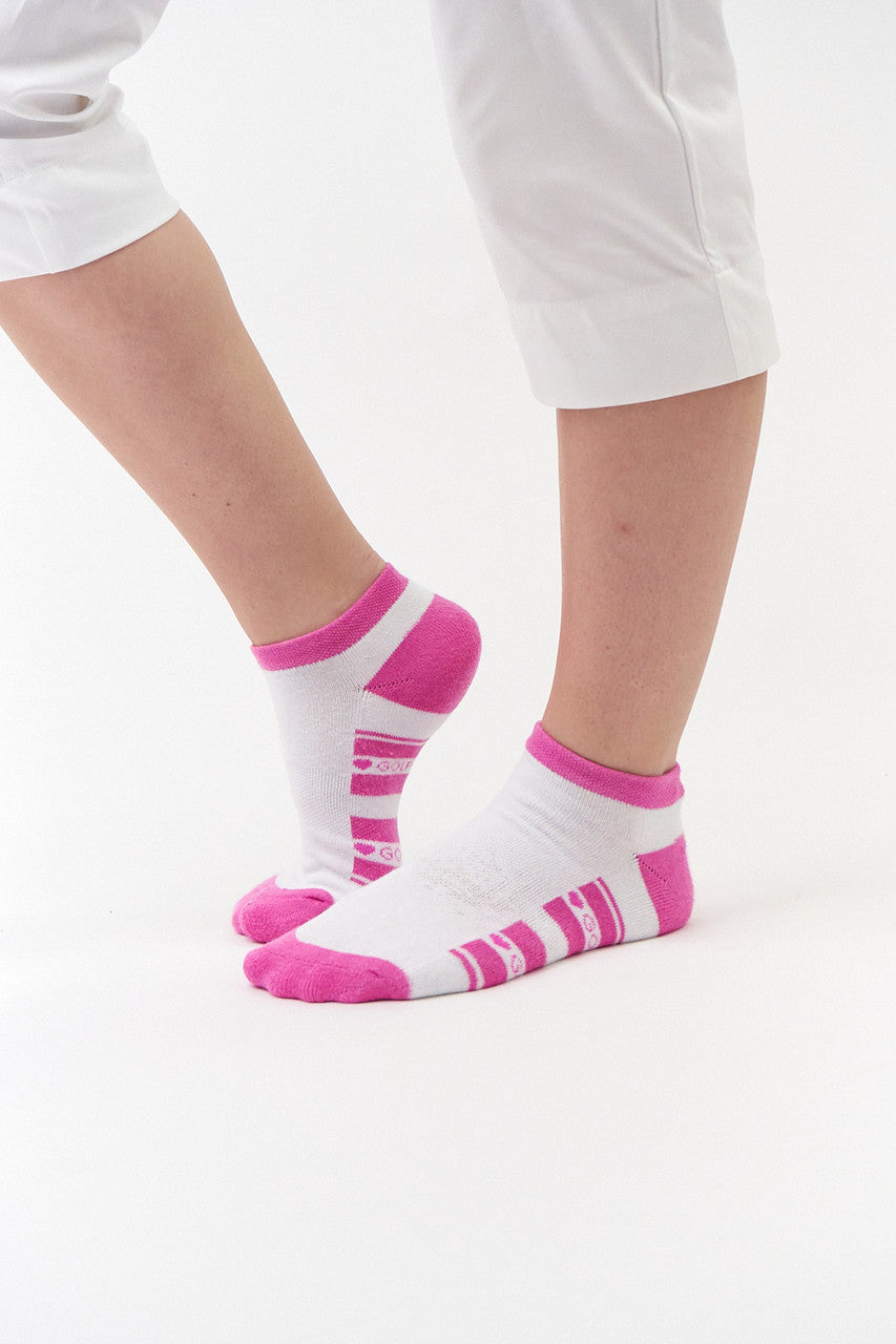 Azalea Pink Ladies 2 Pair Pack Of Trainer Golf Socks- Surprizeshop